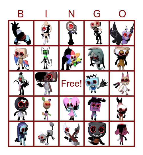Dandy's World Twisted Bingo Card
