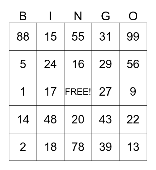 Left Turn Bingo Card