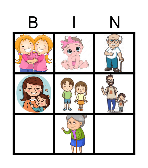 Family Members Bingo Card