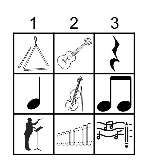 PreK/K Music Bingo Card