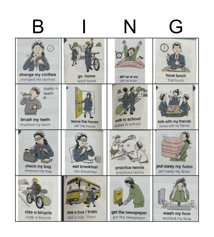 Daily Routine Bingo Card