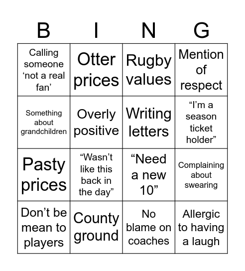 Gatekeeper Bingo Card