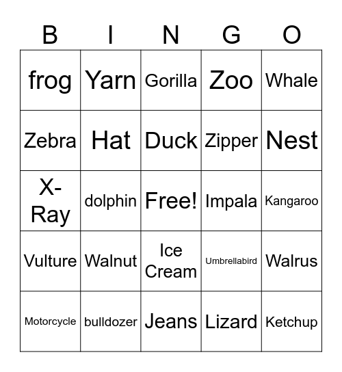 Let's PLAY Bingo Card