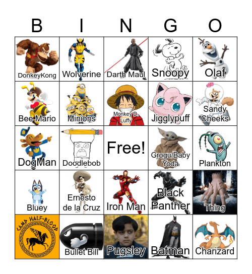 Fandom Bingo! Bingo Card