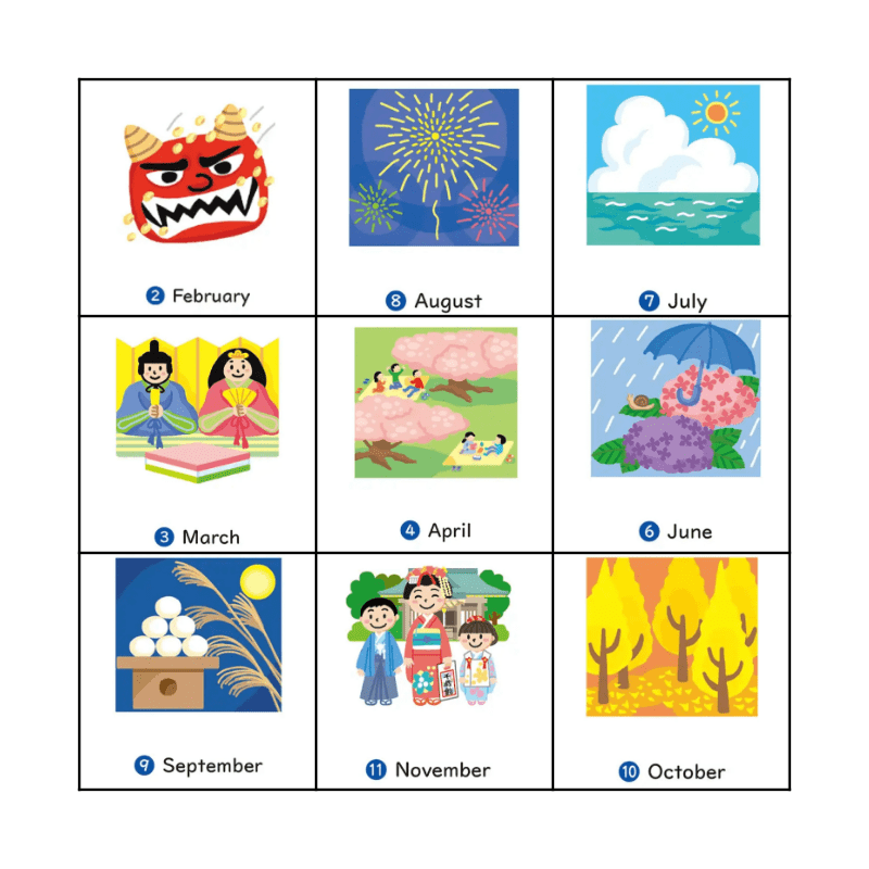 Months & Seasons Bingo Card