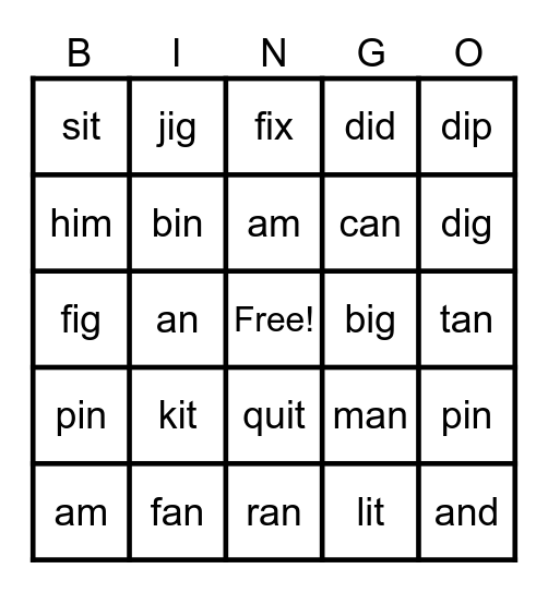 UFLI 35/36 Bingo Card