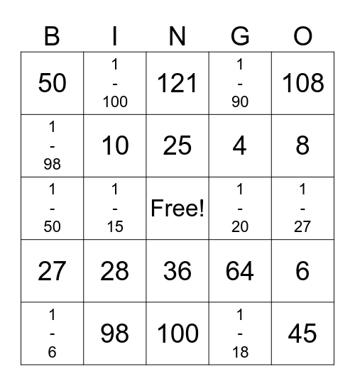 Division of Fractions Bingo Card