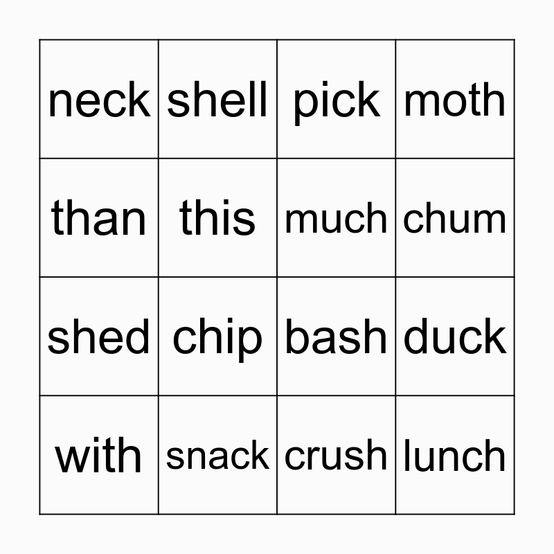 Vowel Digraph Review Bingo Card