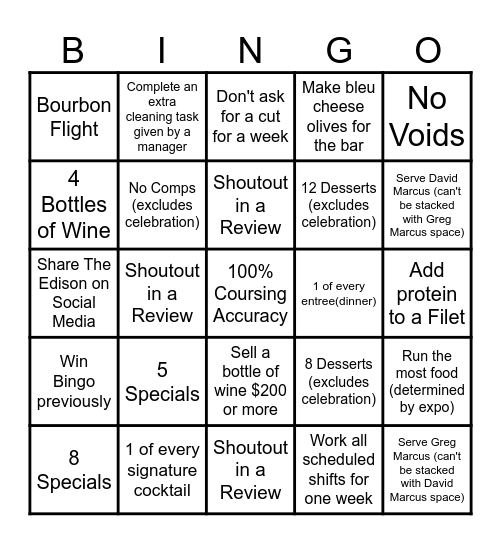Server Bingo Card