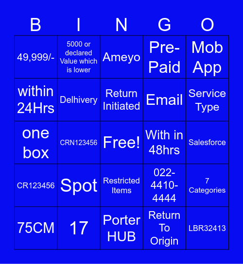 PCS Bingo Card