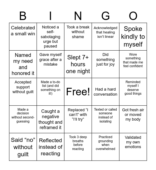 Don't Trip Up BINGO Card
