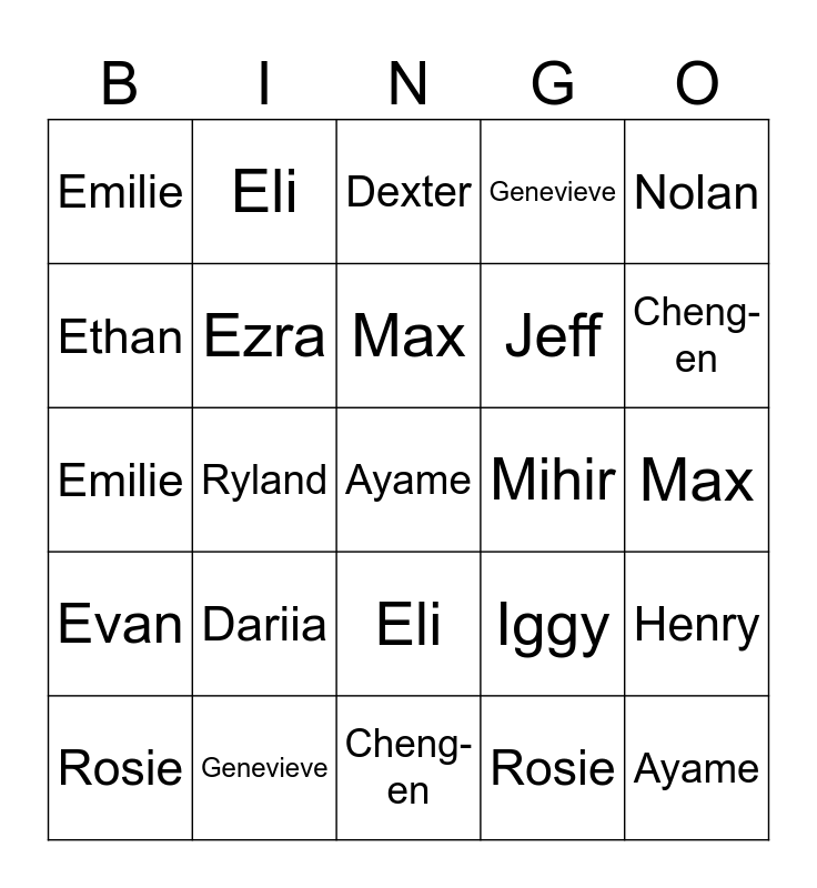 Hawks 7 Bingo Card