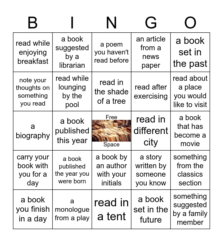 Teen/Tween Summer Reading Challenge! Bingo Card