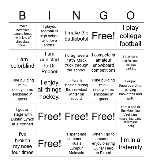 2025 Intern Bingo Card