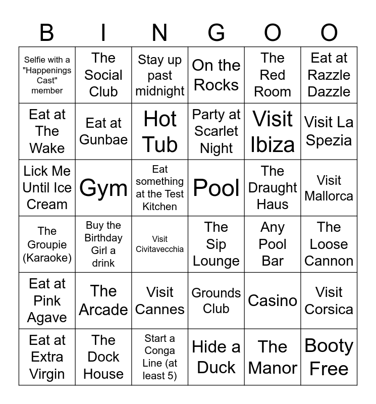 Ship Happens Bingo Card