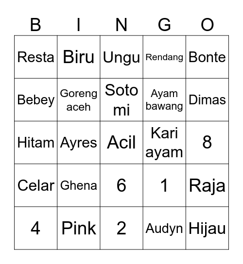 Bebey Bingo Card