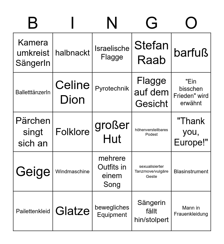 ESC BINGO 2025 Bingo Card