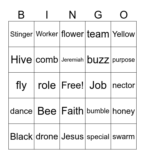 Bee Who Jesus Wants You to Bee Bingo Card