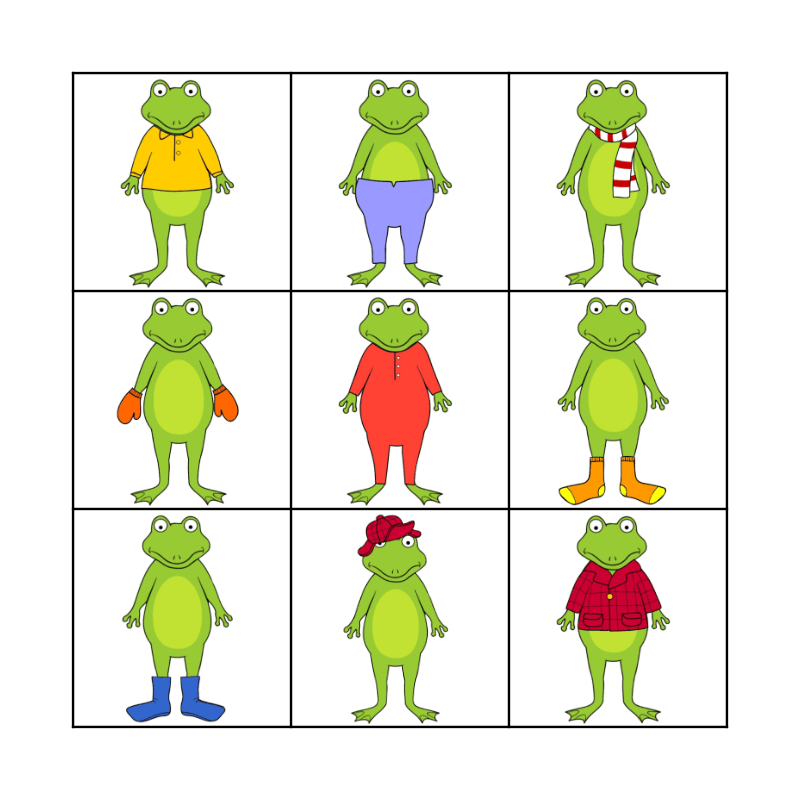 Froggy is wearing ... ... ... Bingo Card