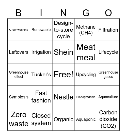 Conservation Bingo Card
