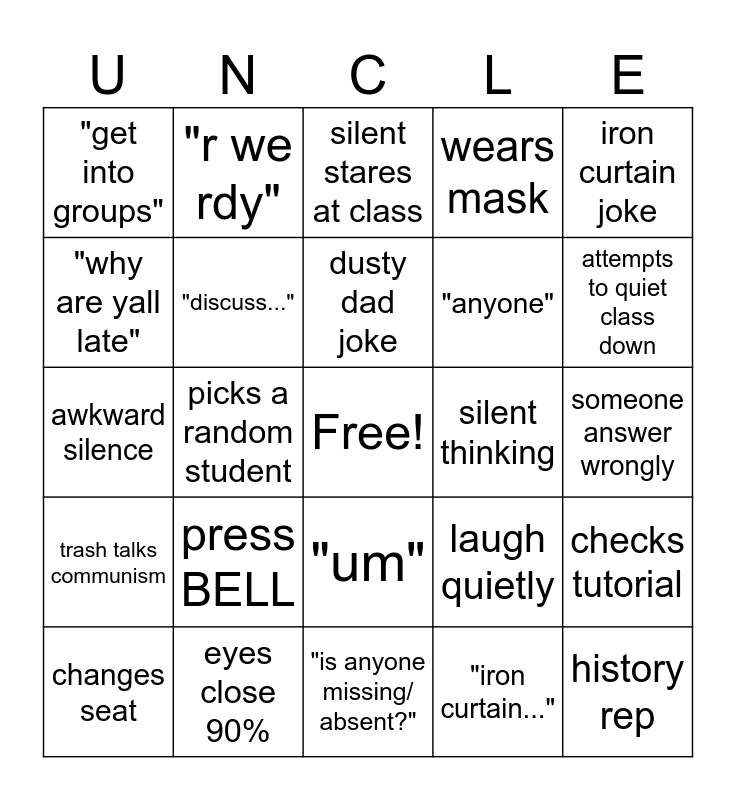 uncle chan Bingo Card