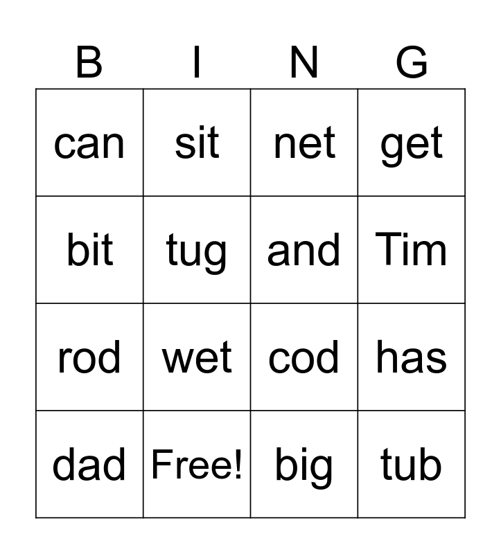 The Big Cod Bingo Card