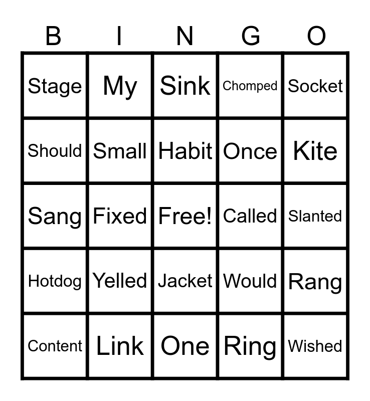 UFLI Bingo! Bingo Card