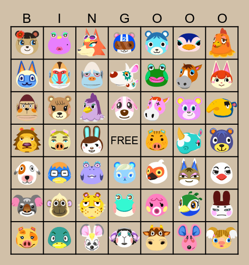 ACNH Villager Hunt Bingo Card
