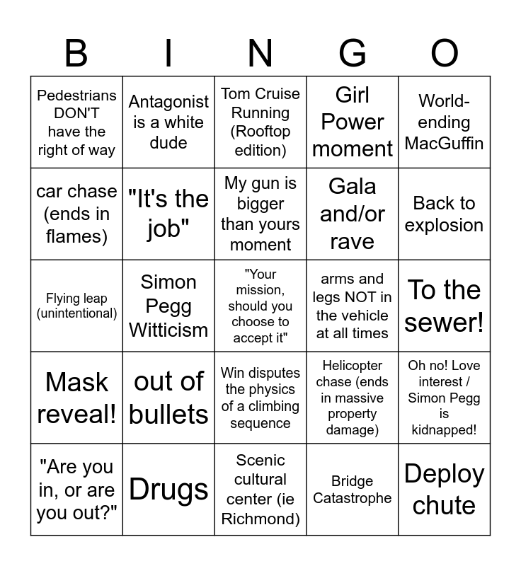Mission: Bingo Card