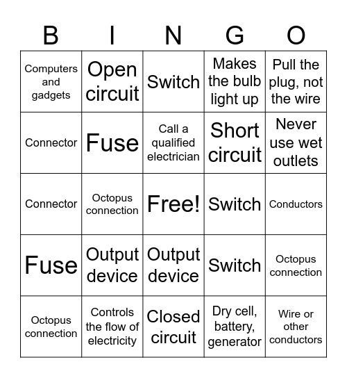 Circuit Bingo Card