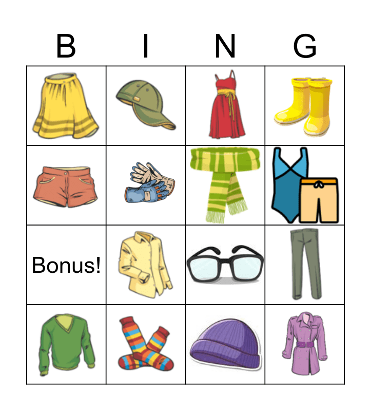 Les Vêtements Bingo Card