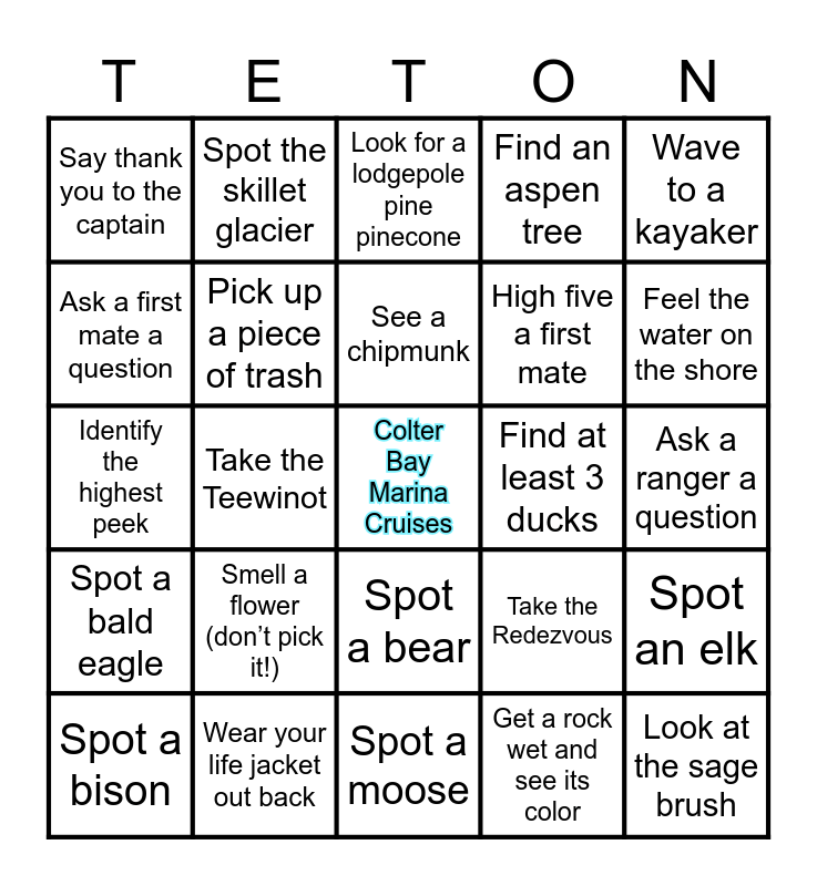 Bingo on the boat Bingo Card