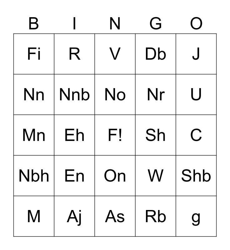 Cog Untitled Bingo Card