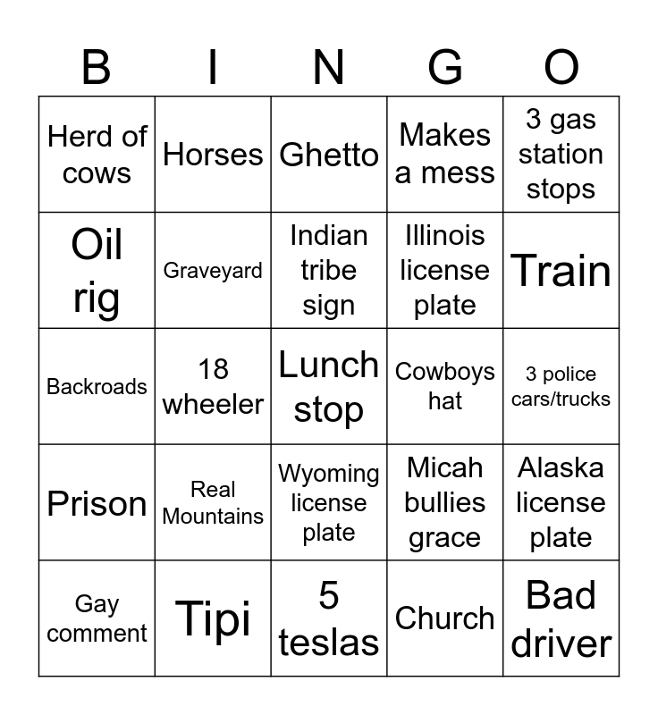 New Mexico Bingo Card