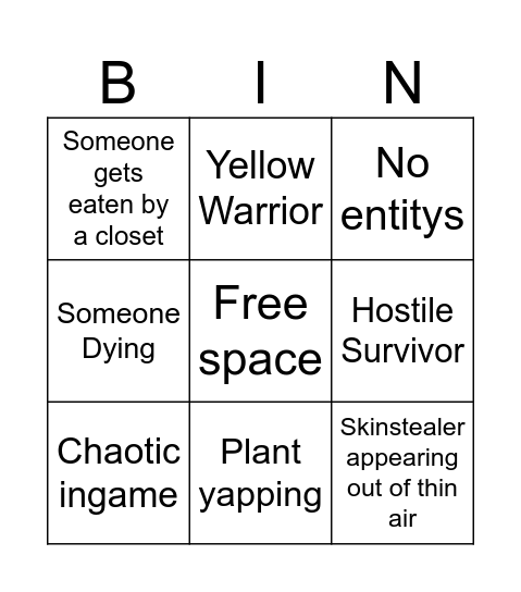 Artysync bingo Card