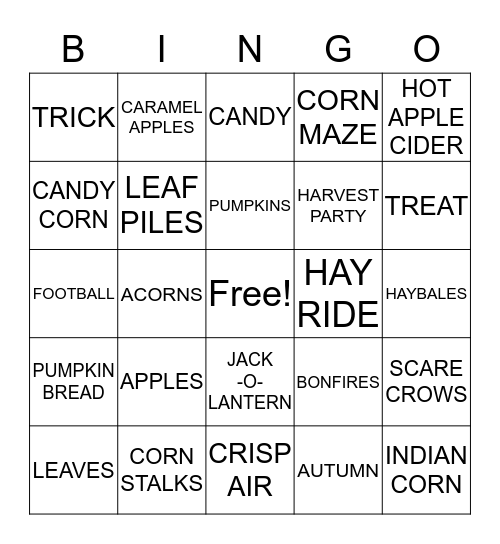 HARVEST PARTY Bingo Card