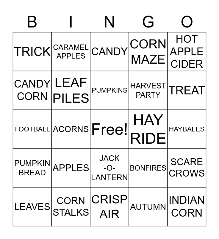 HARVEST PARTY Bingo Card