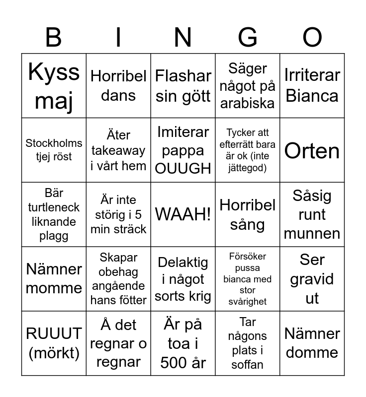 Noa Bingo Card