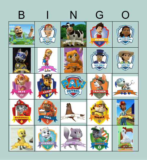 Paw Patrol Bingo Card