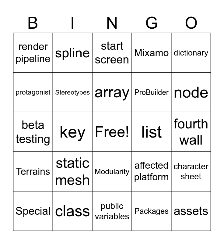 GD 2 Bingo Card