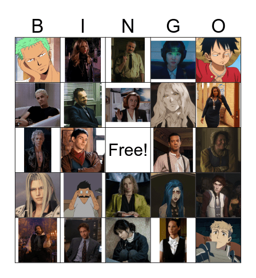 Favourite character bingo Card