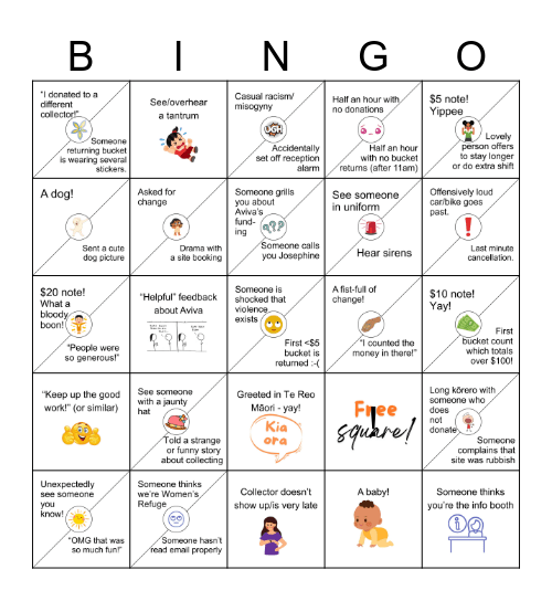 Aviva Appeal 2025 baybee Bingo Card