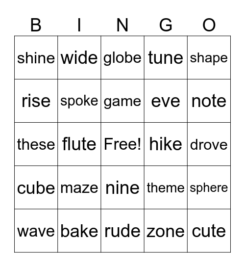 cvce BINGO Card