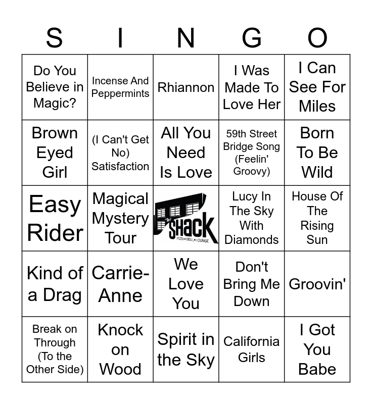 Snakepit of '69 Bingo Card