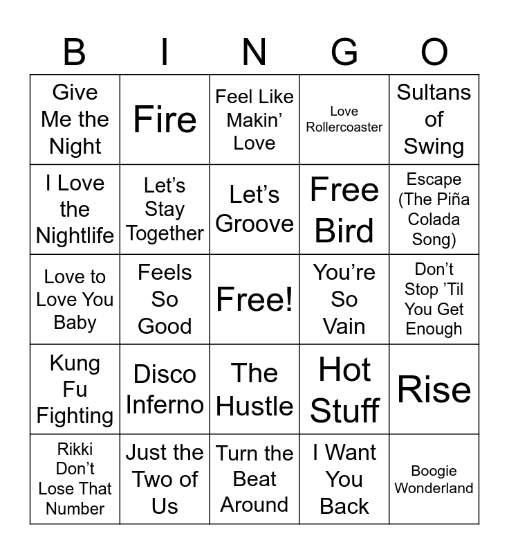 Vinyl Vibes Bingo- 1970's Bingo Card
