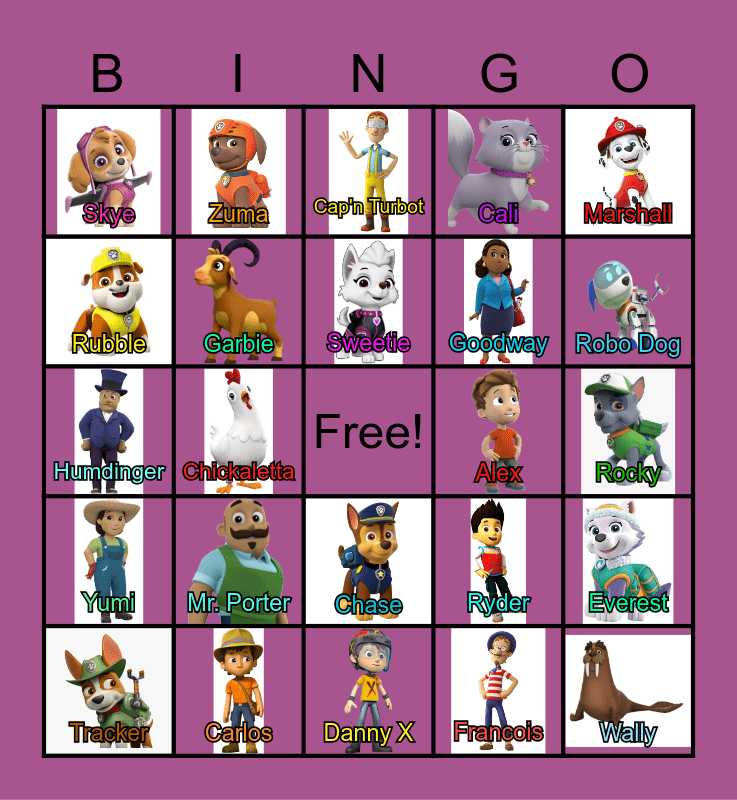 Paw Patrol Bingo Card
