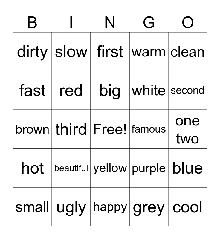 VA CLASS Bingo Card