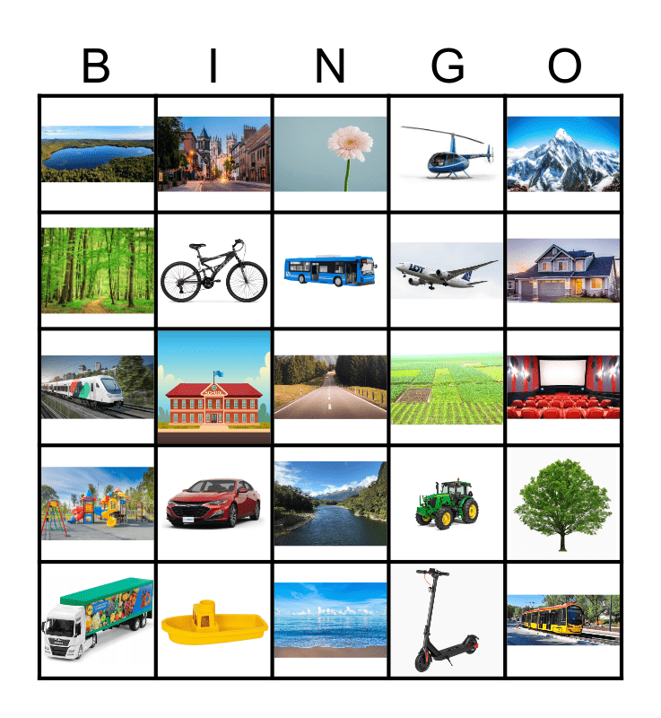 town, means of transport Bingo Card