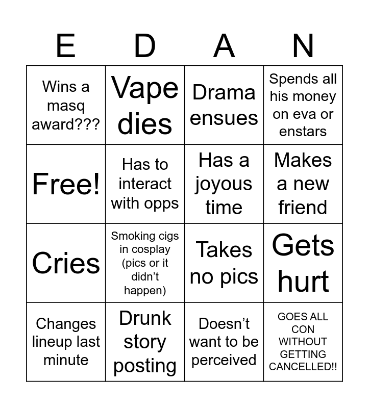 Edan’s AZ 2025 bingo!! Bingo Card