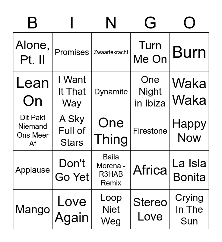 Favorieten Joline Bingo Card